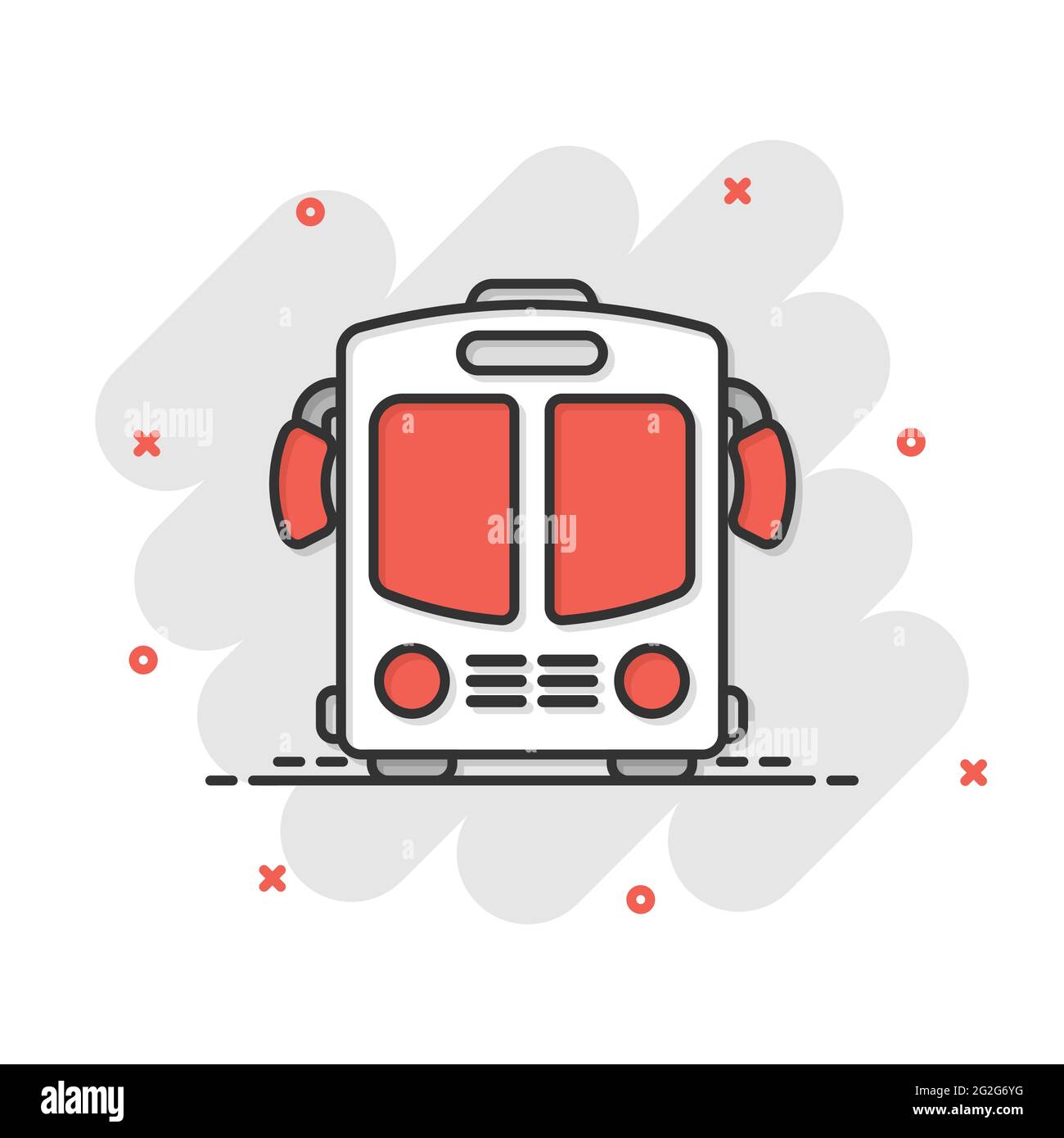 Bus icon in comic style. Coach car cartoon vector illustration on white ...
