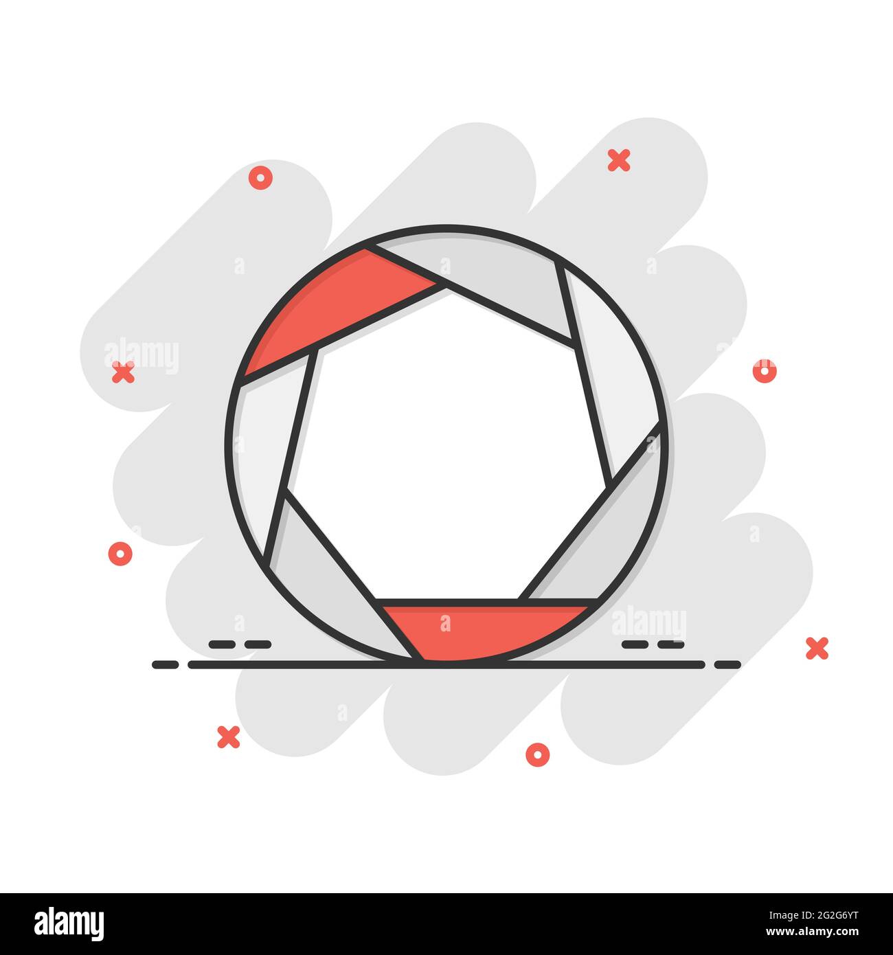 Camera diaphragm icon in comic style. Lens cartoon sign vector ...