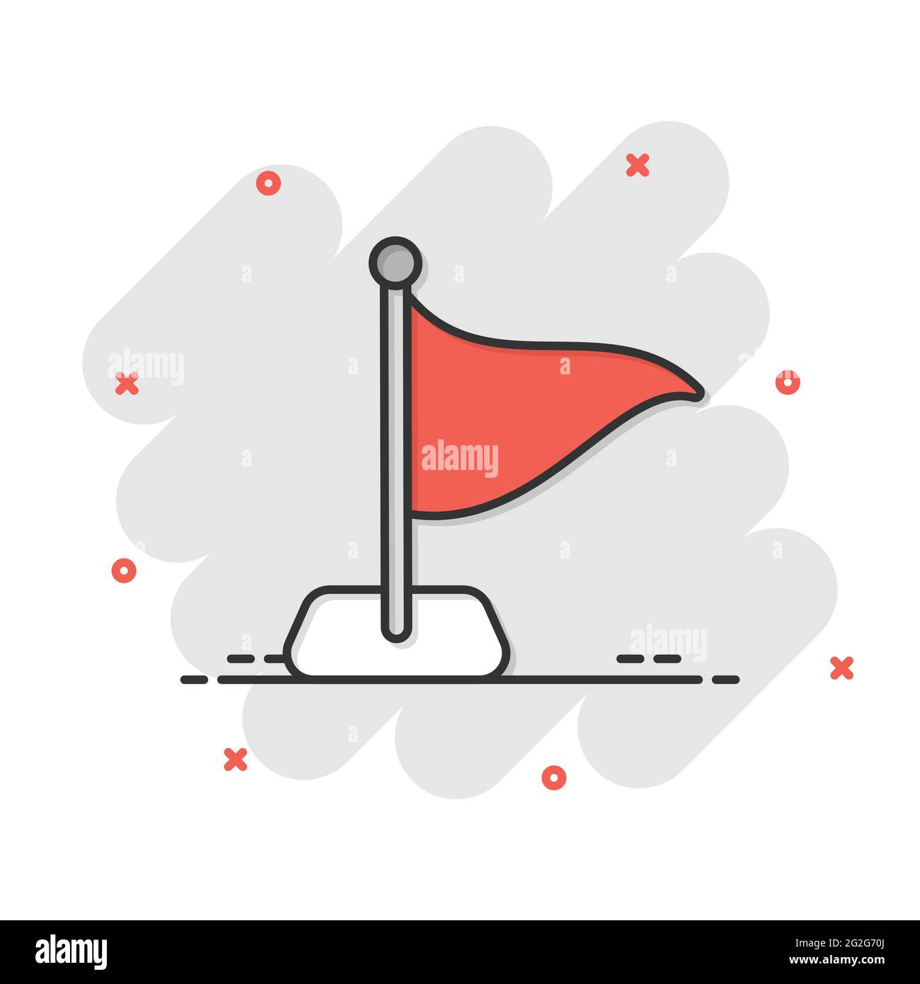 Flag icon in comic style. Pin cartoon vector illustration on white ...