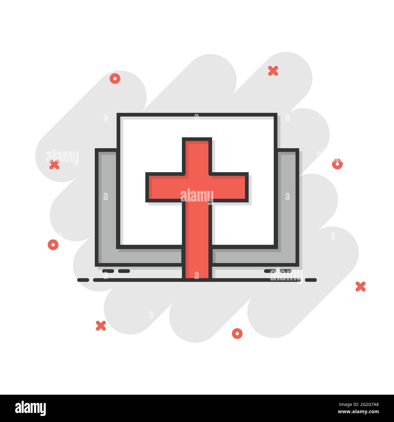 Bible book icon in comic style. Church faith cartoon vector ...
