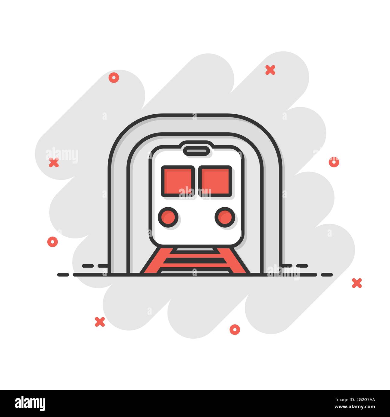 Metro icon in comic style. Train subway cartoon vector illustration on ...