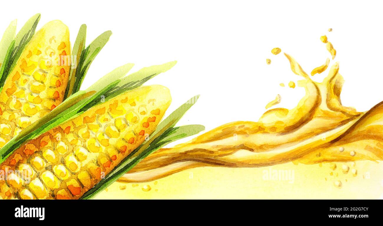 Corn oil wave, watercolor Stock Photo - Alamy