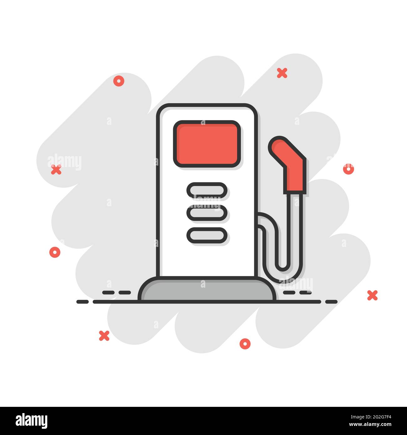 Fuel pump icon in comic style. Gas station cartoon sign vector ...