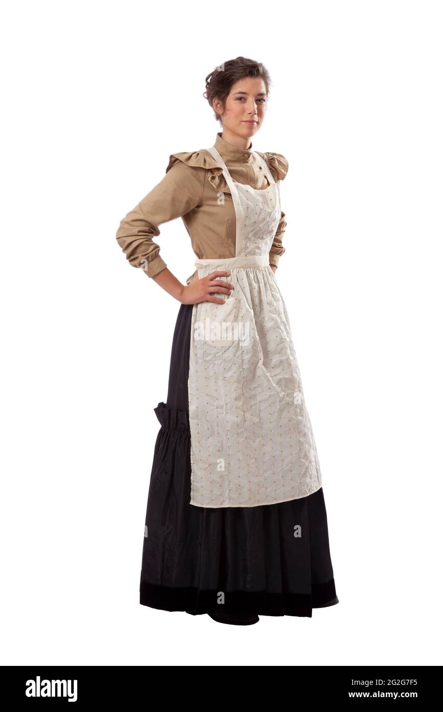 Woman wearing apron stands hi-res stock photography and images - Alamy