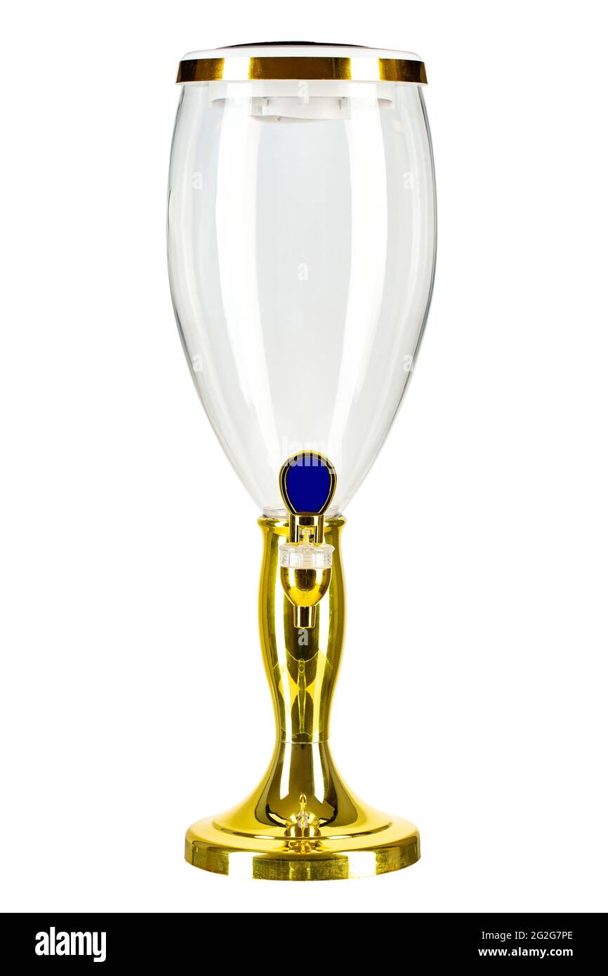 Beer drink tower with tap isolated on white background. File contains ...