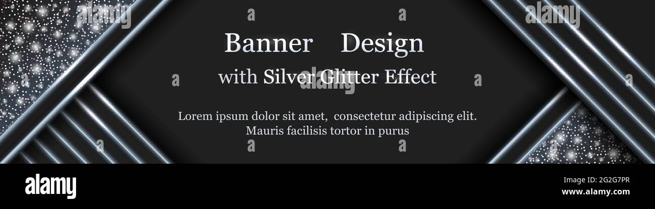 Silver Christmas banner design with light glowing effect, snowflakes ...
