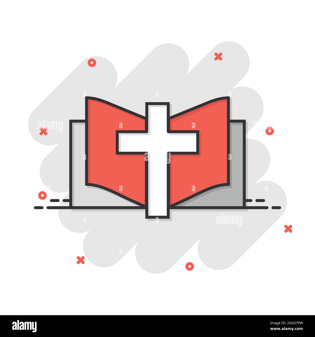 Bible book icon in comic style. Church faith cartoon vector ...