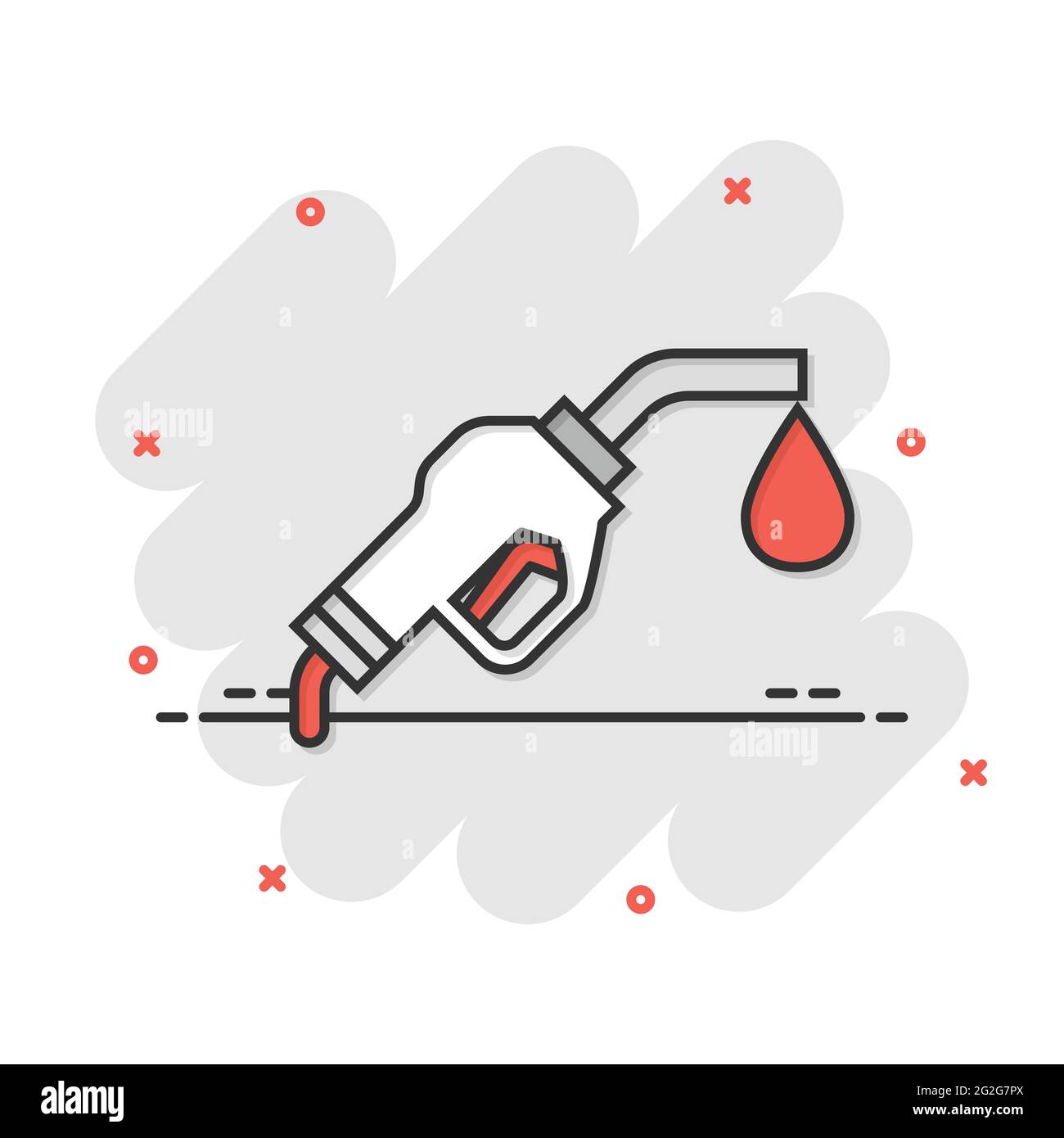 Fuel pump icon in comic style. Gas station cartoon sign vector ...