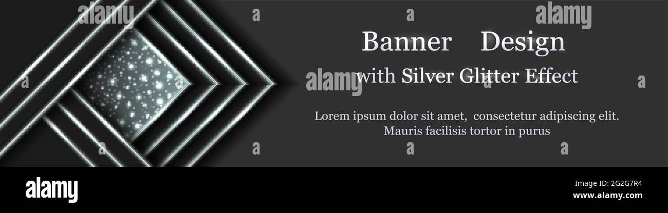 Silver Christmas banner design with light glowing effect, snowflakes ...