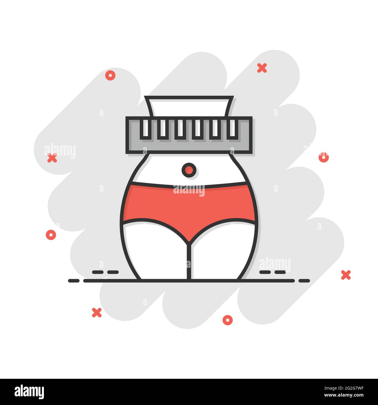 Weight loss icon in comic style. Belly cartoon vector illustration on ...