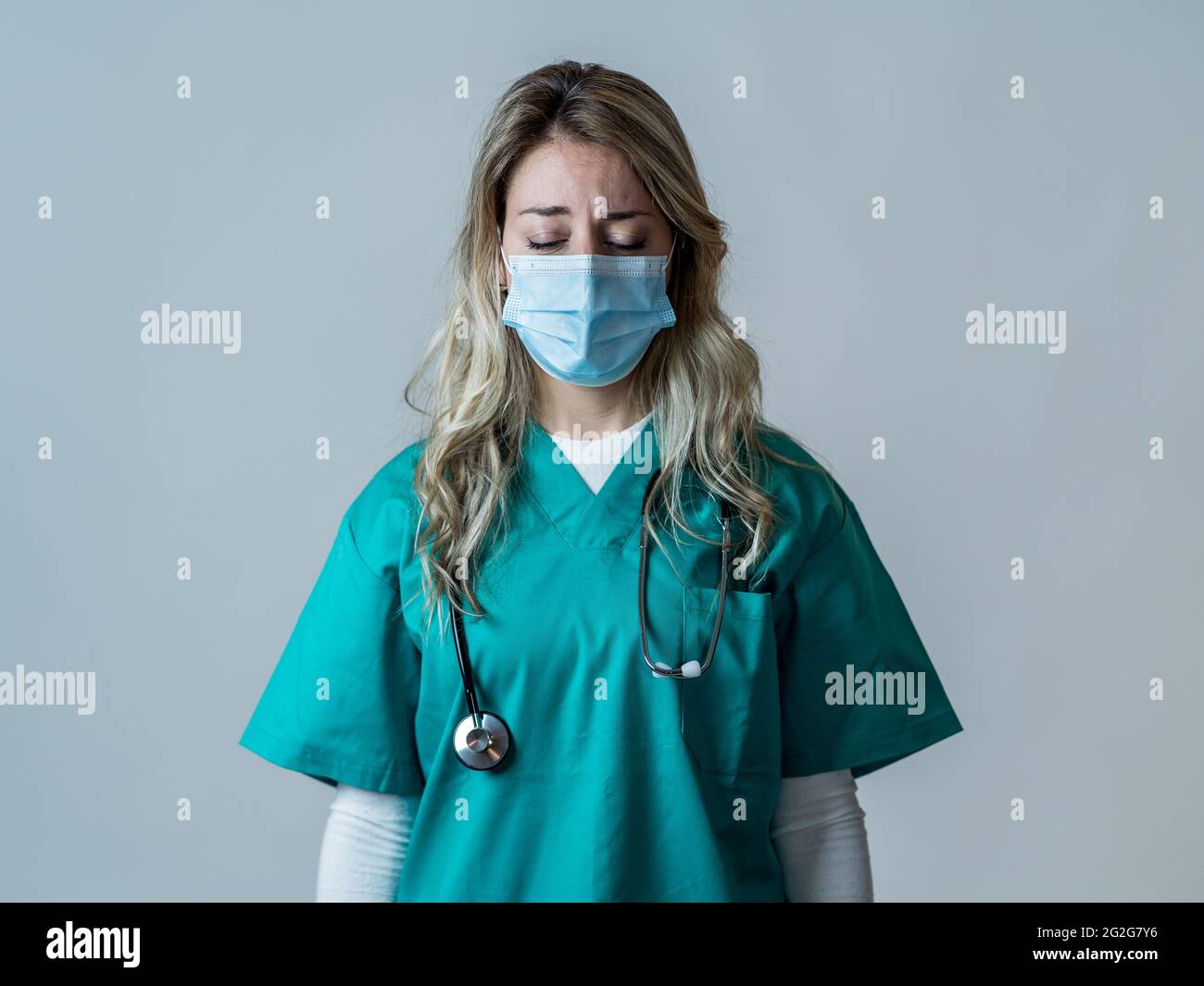 Portrait sad overwhelmed doctor hi-res stock photography and images - Alamy