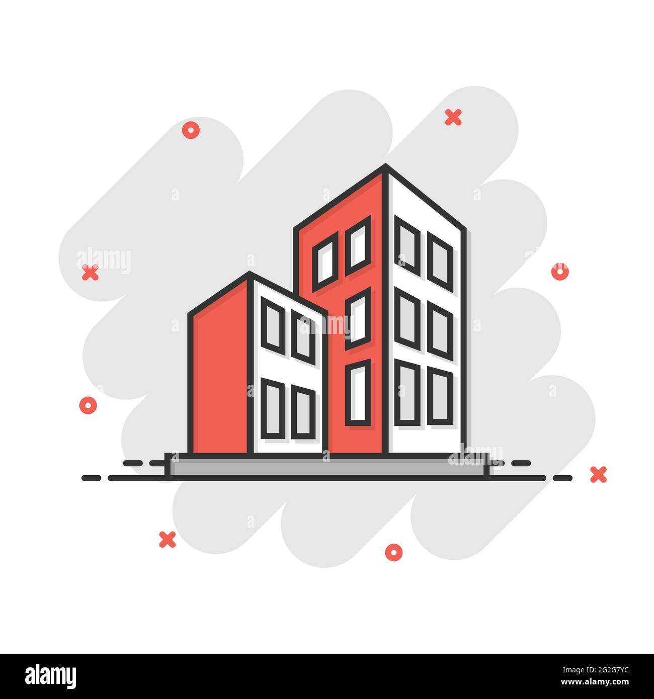 Building icon in comic style. Skyscraper cartoon vector illustration on ...