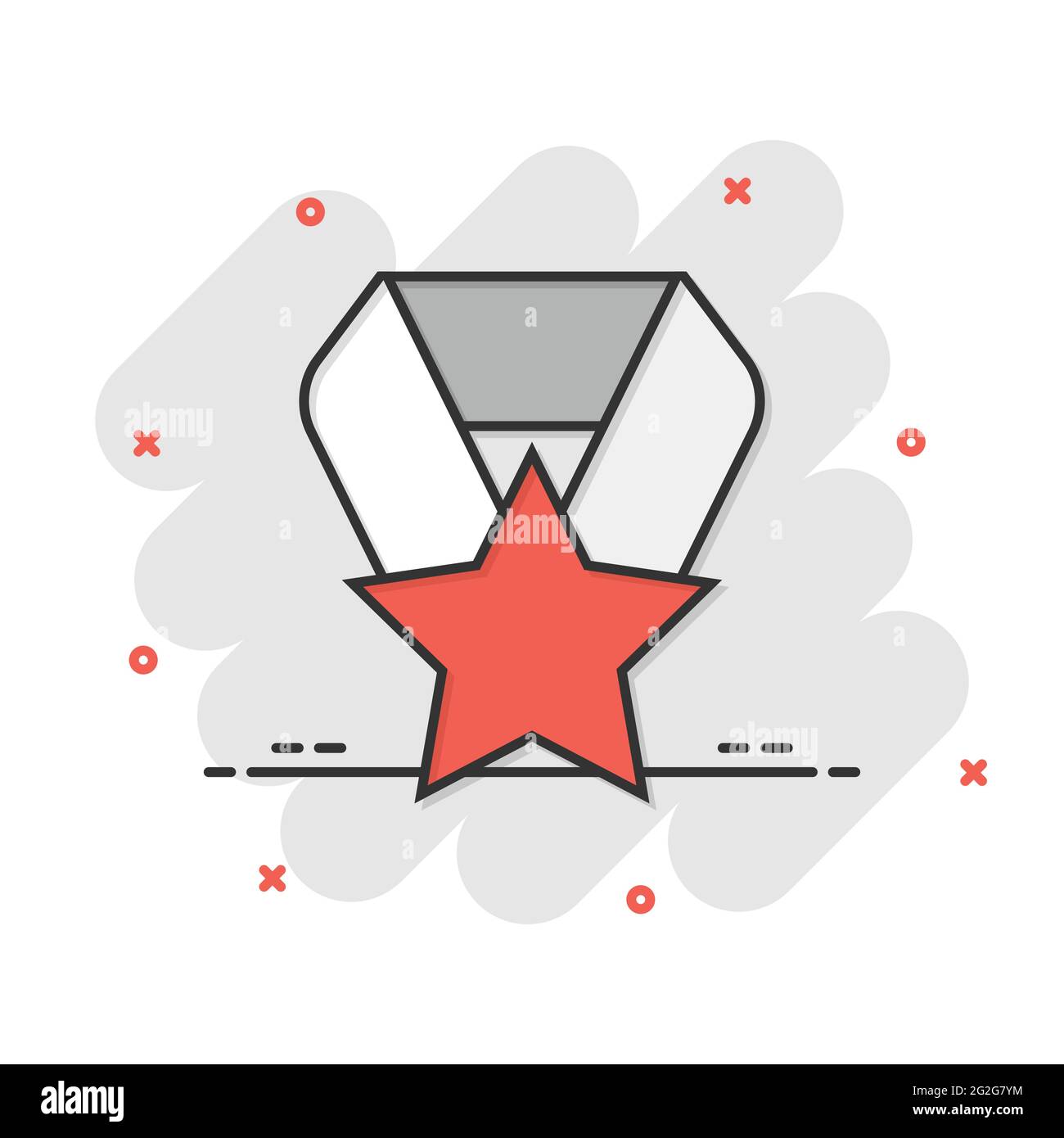Medal icon in comic style. Prize cartoon sign vector illustration on ...