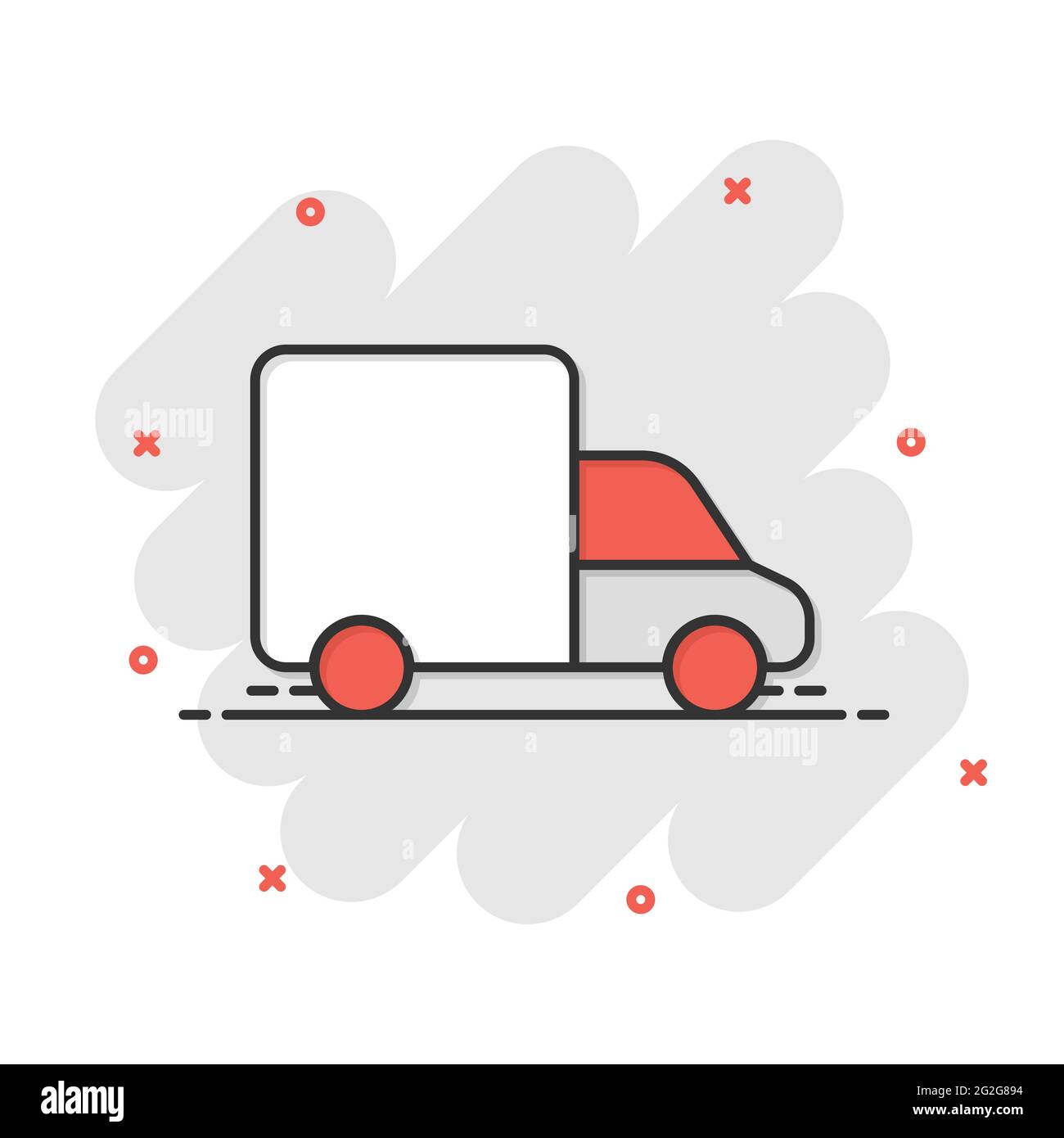 Truck icon in comic style. Auto delivery cartoon vector illustration on ...