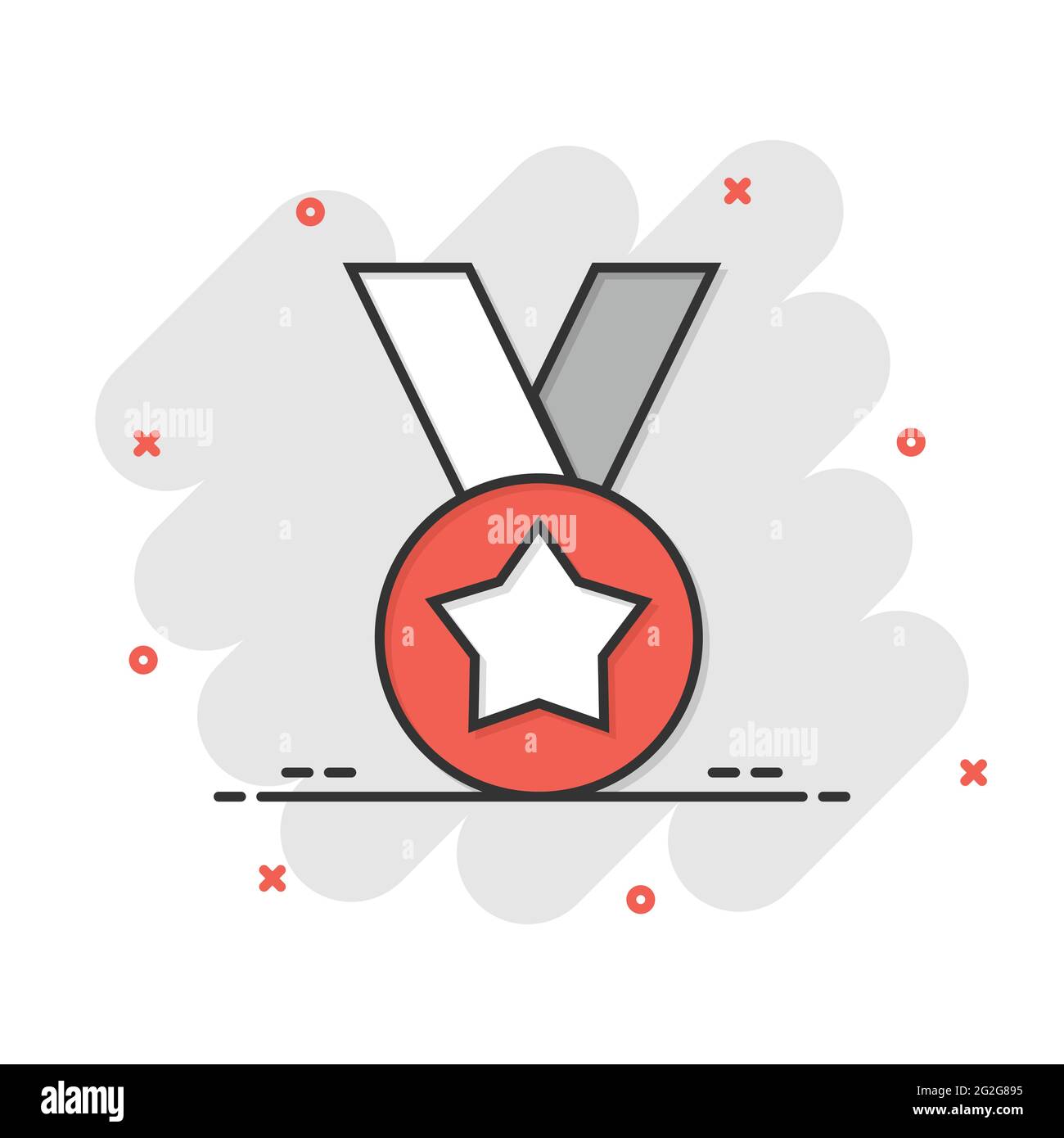 Medal icon in comic style. Prize cartoon sign vector illustration on ...