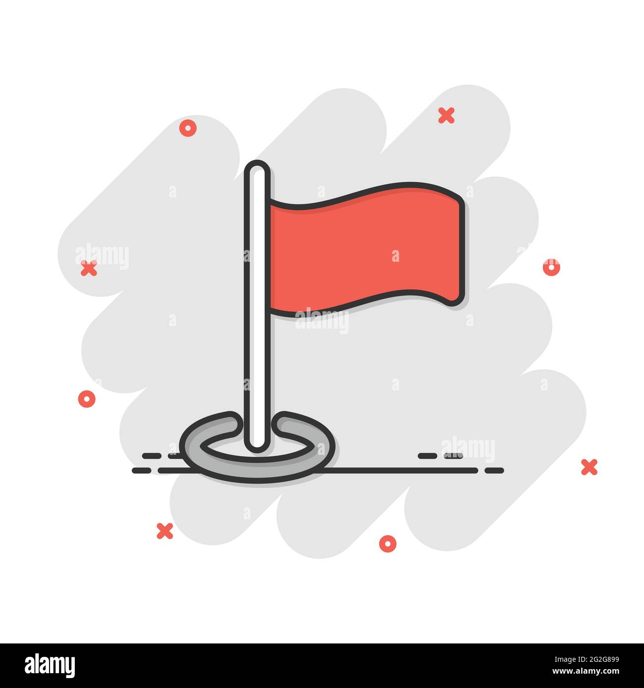 Flag icon in comic style. Pin cartoon vector illustration on white ...