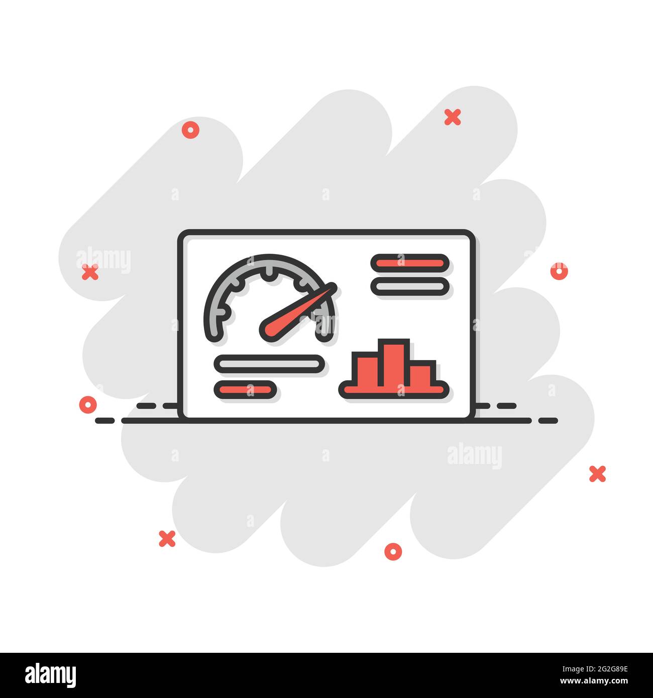 Dashboard icon in comic style. Finance analyzer cartoon vector ...