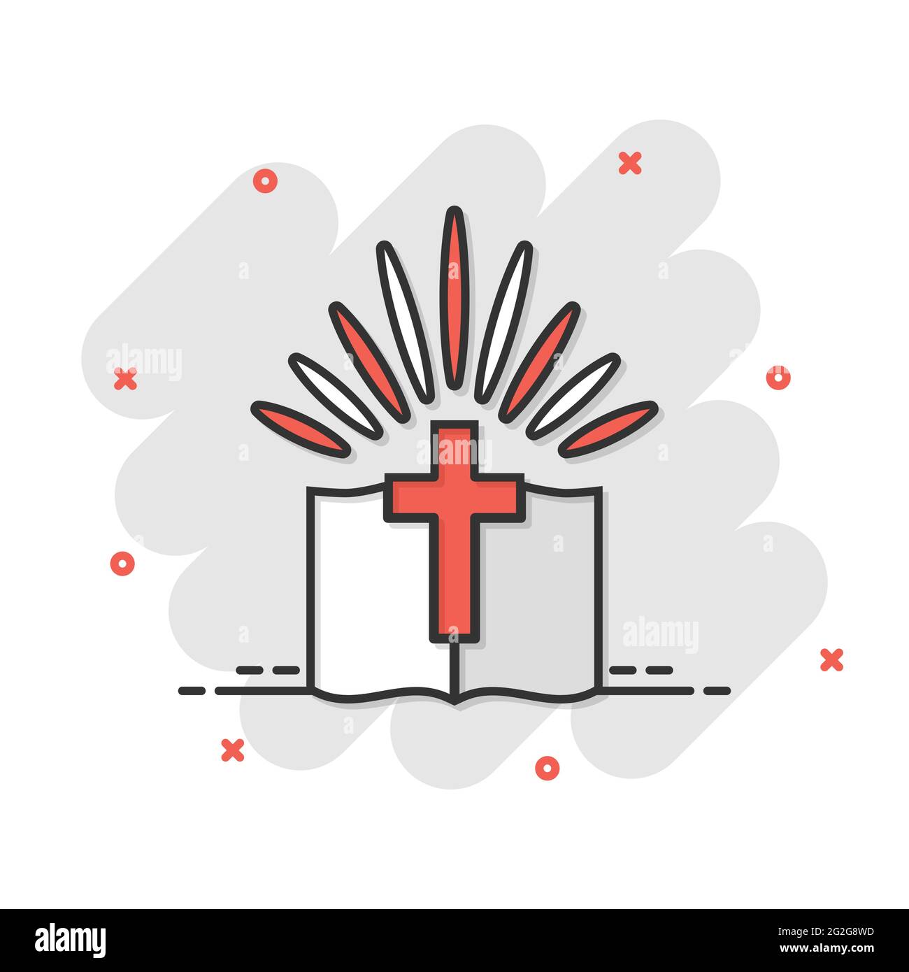 Bible book icon in comic style. Church faith cartoon vector ...