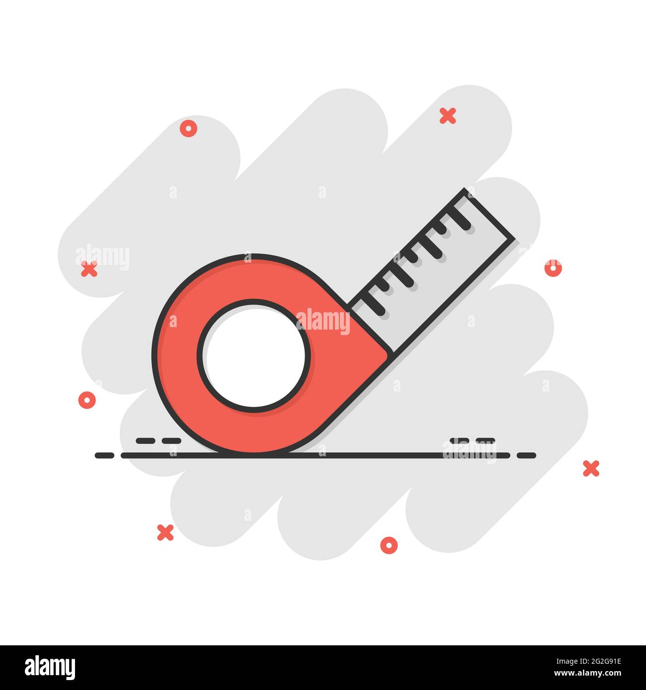 Measure tape icon in comic style. Ruler cartoon sign vector ...