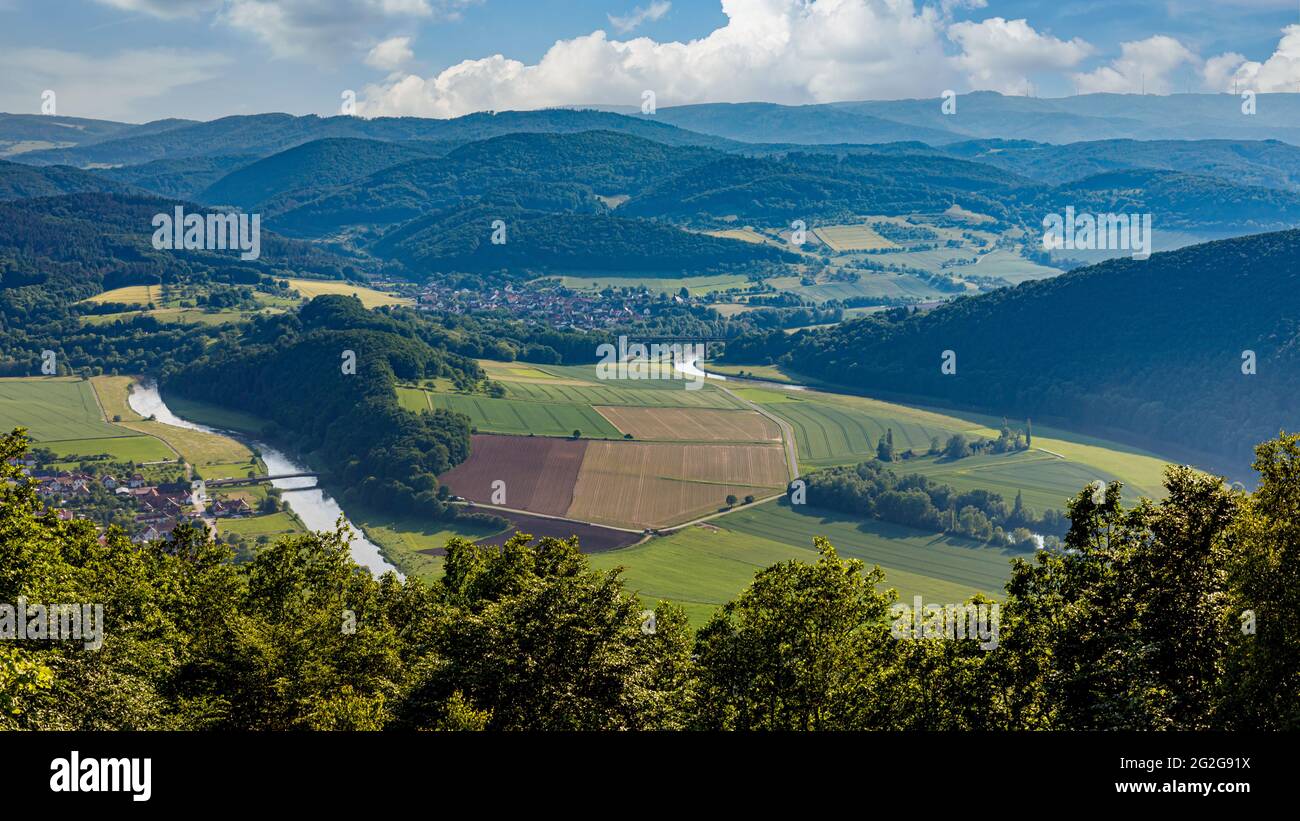 View from the Devils pulpit rock into the Werra River Valley between ...