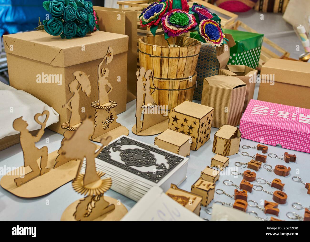 Flowers made of corn husk and hand painted colors Stock Photo - Alamy