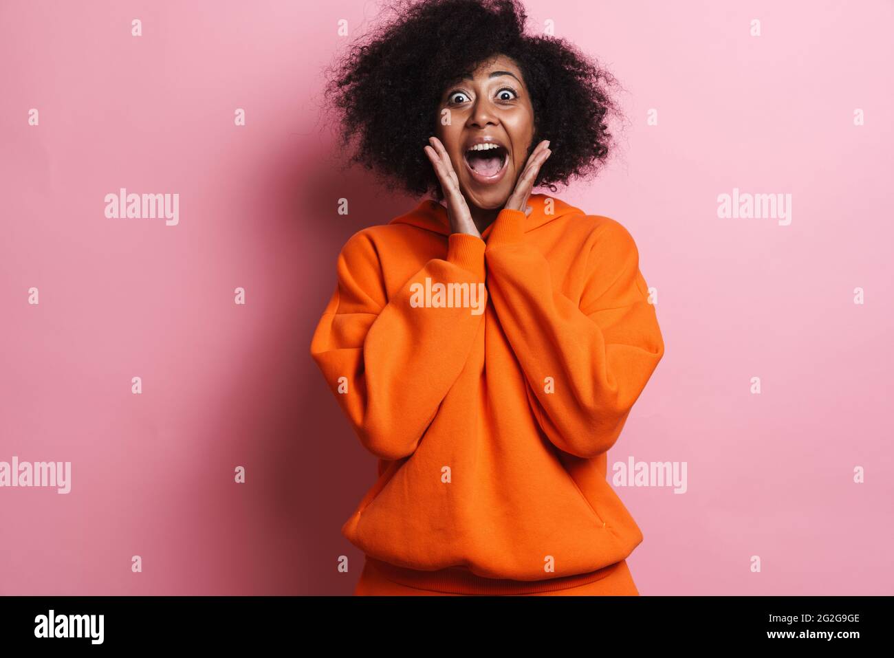Excited African American Woman Screaming And Gesturing On Camera