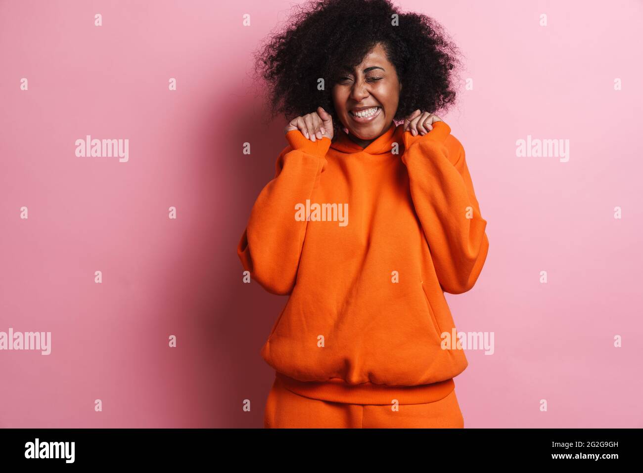 Excited African American Woman Screaming And Gesturing On Camera