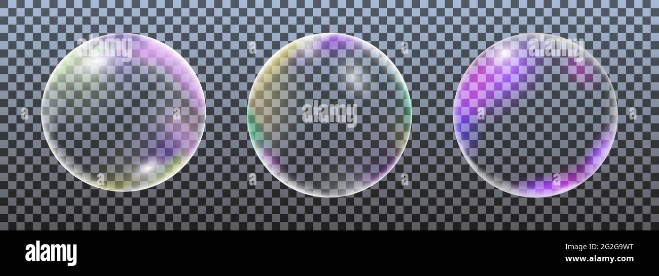 Realistic soap bubbles, set of design elements isolated on transparent ...