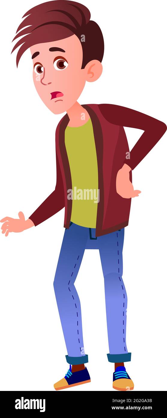 young boy has backache cartoon vector Stock Vector Image & Art - Alamy