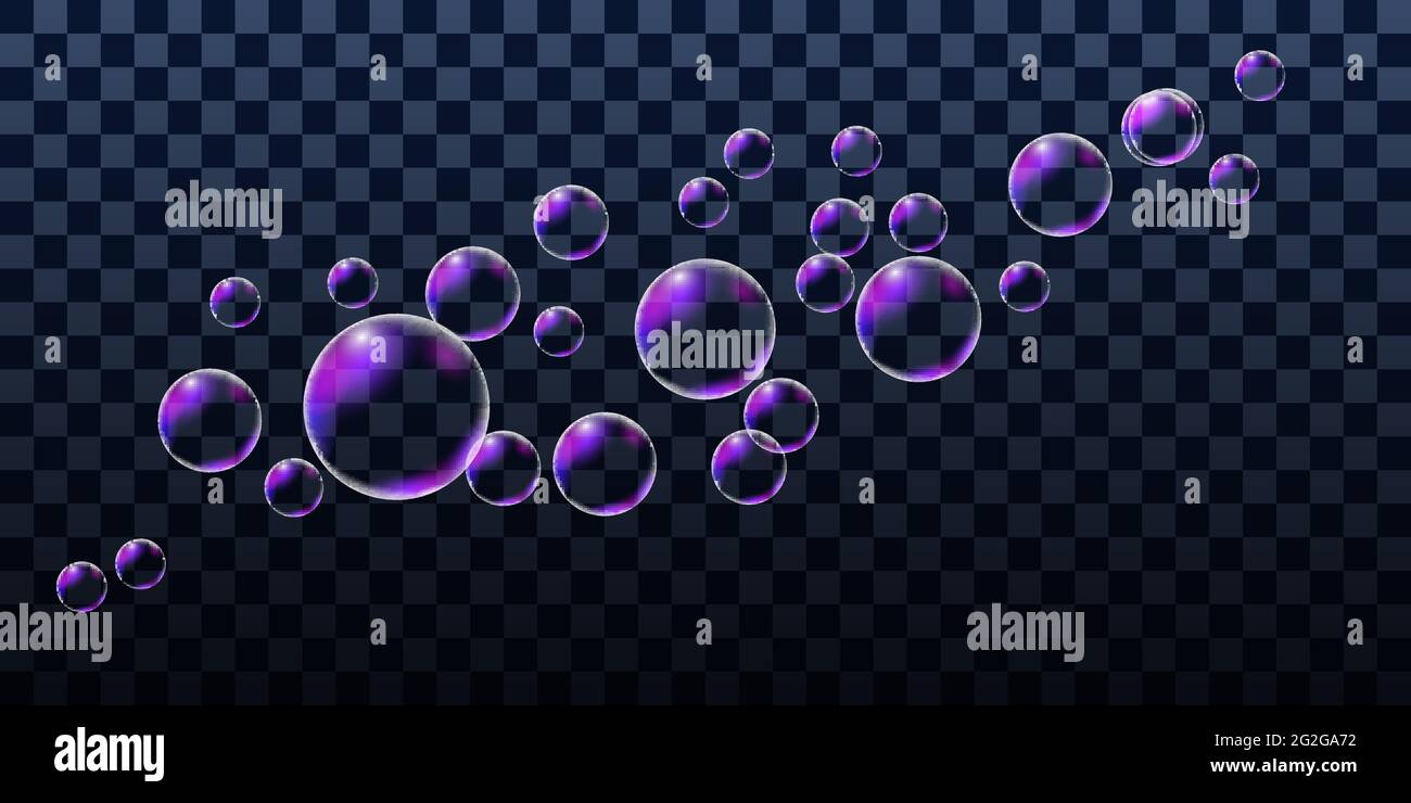 Realistic soap bubbles, set of design elements isolated on transparent ...