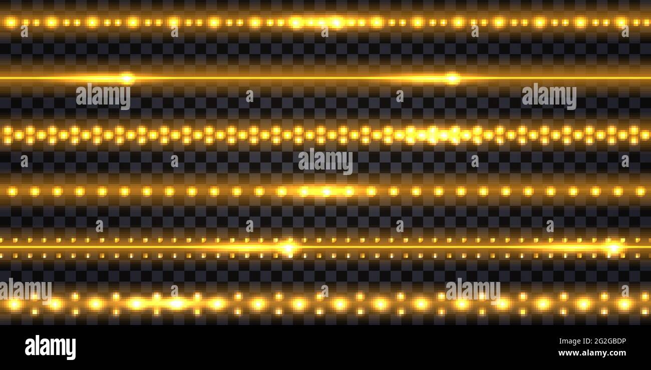 LED light garlands with neon glow effect, glitter light Set of lines ...