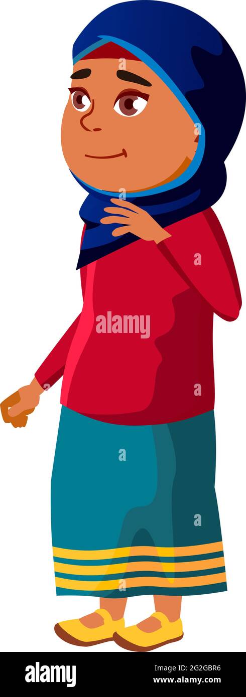 smiling muslim girl child in mosque cartoon vector Stock Vector Image ...