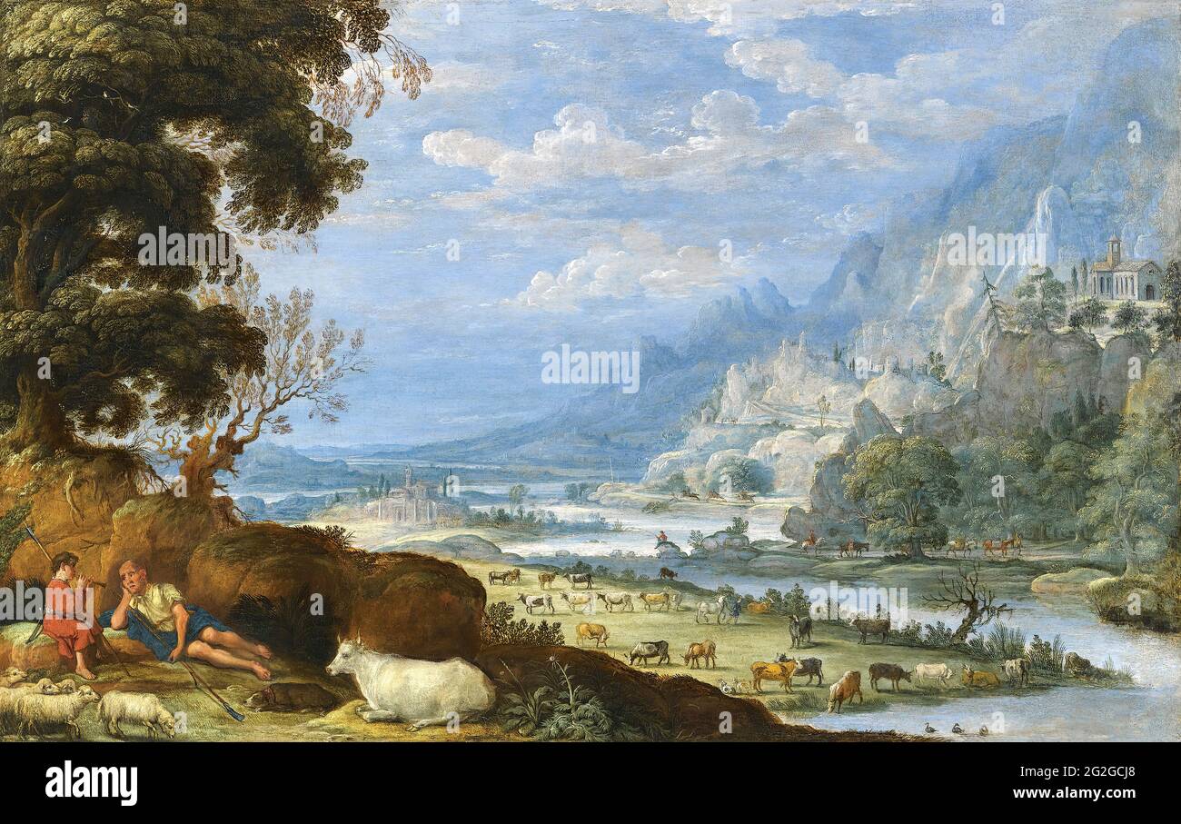 David Teniers - an Extensive River Landscape with Mercury and Argus ...