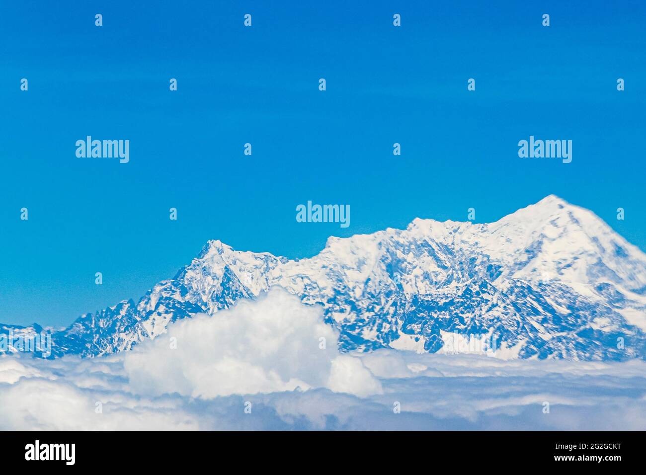 Mount Everest in the Himalayas. 8848 m high. The highest mountain on ...