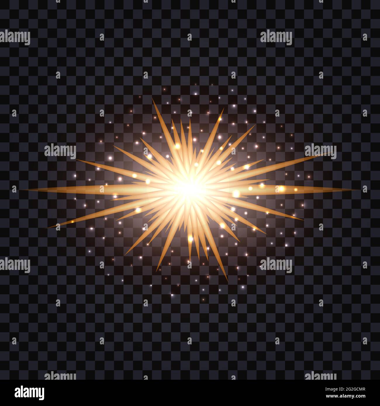 Golden glowing light flash effect isolated. Sun shining flare with ...