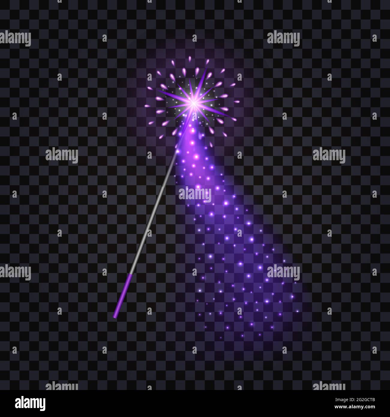 Magic wand with glowing effect, star and glitter sparkles. Isolated ...
