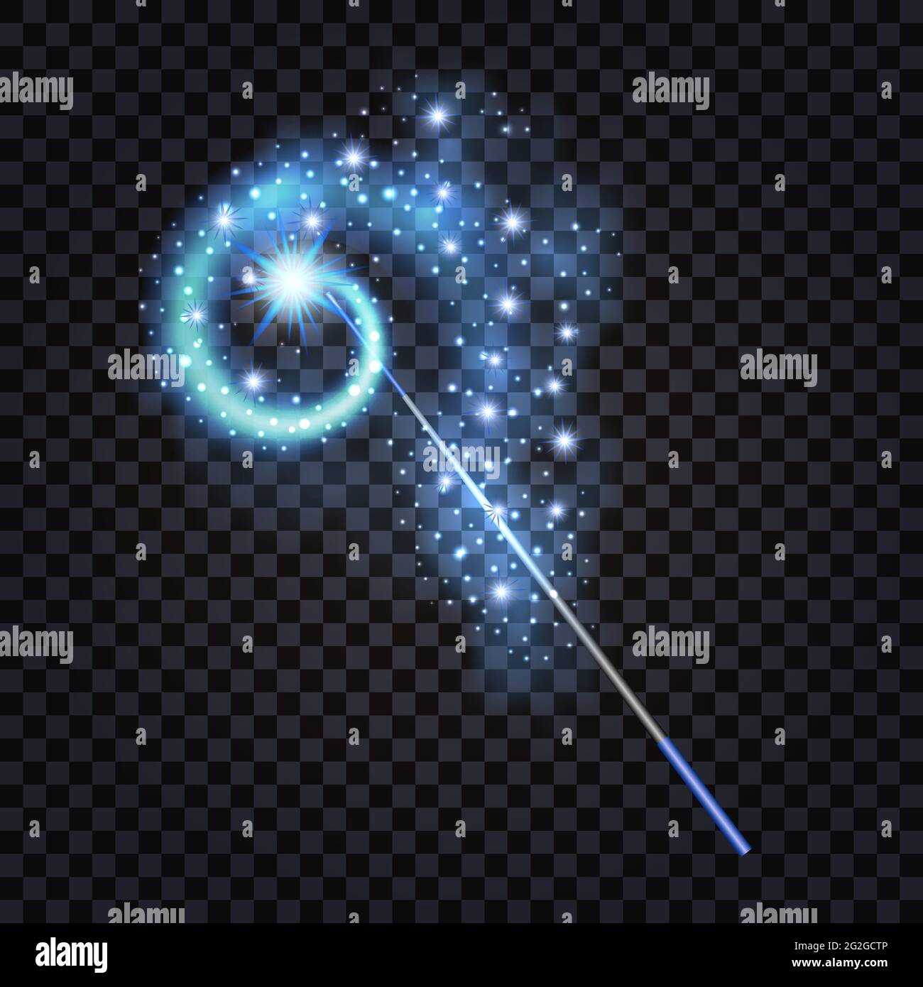 Magic wand isolated with shiny sparkles and blue light effect on ...