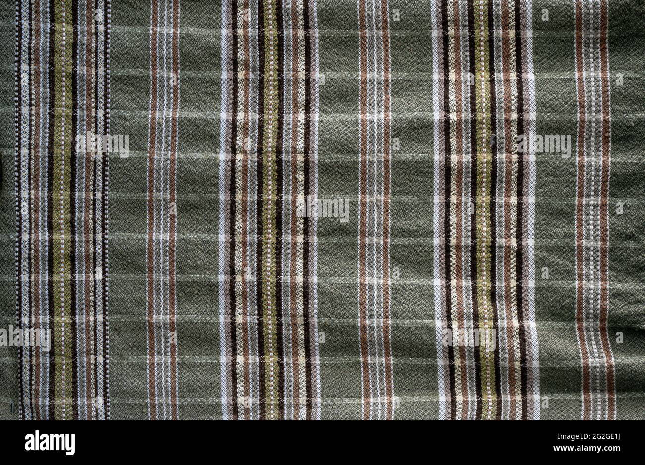 front view closeup of wrinkled cotton towel with woven texture of ...