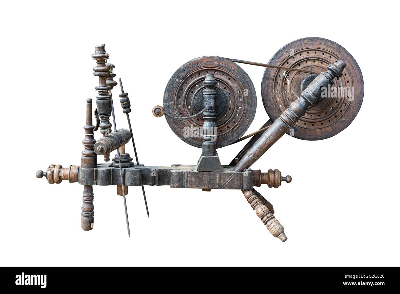 front view closeup of Balkan traditional wooden old handloom weaver ...