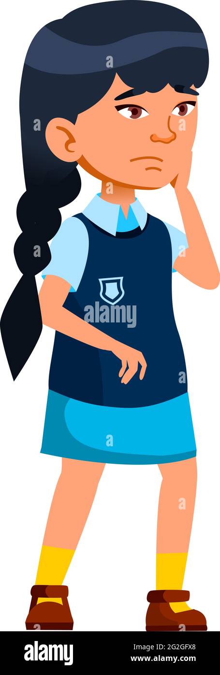 sad intelligence girl saw test marks on school wall cartoon vector ...
