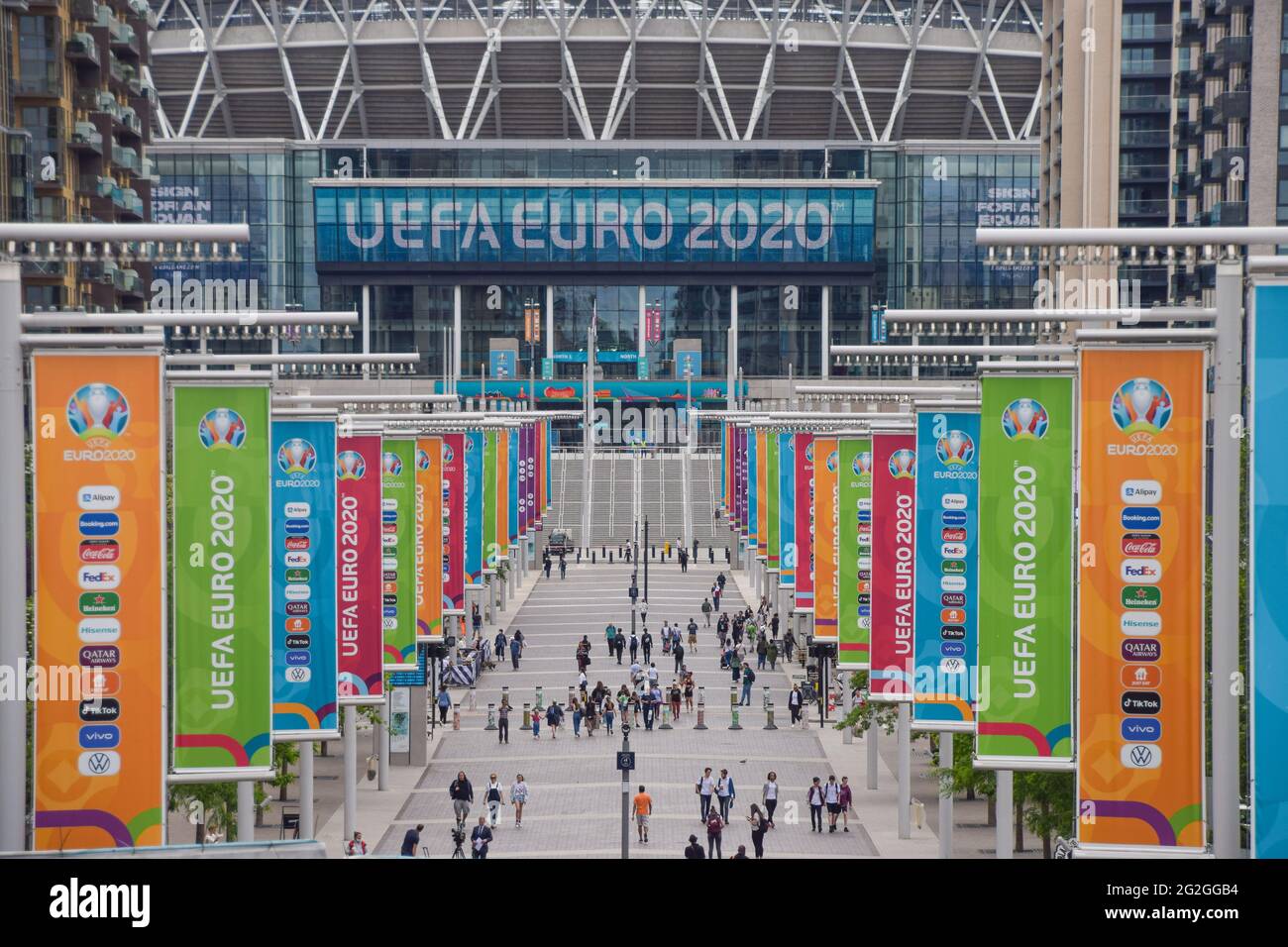 UEFA Euro 2020 banners and signs seen outside Wembley Stadium in London ...