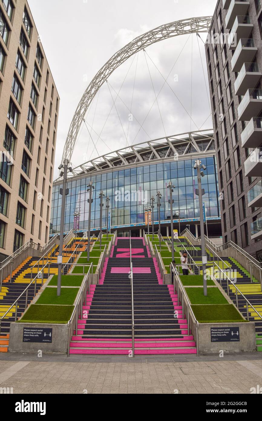 London, UK. 11th June, 2021. General view of Wembley Stadium in London ...