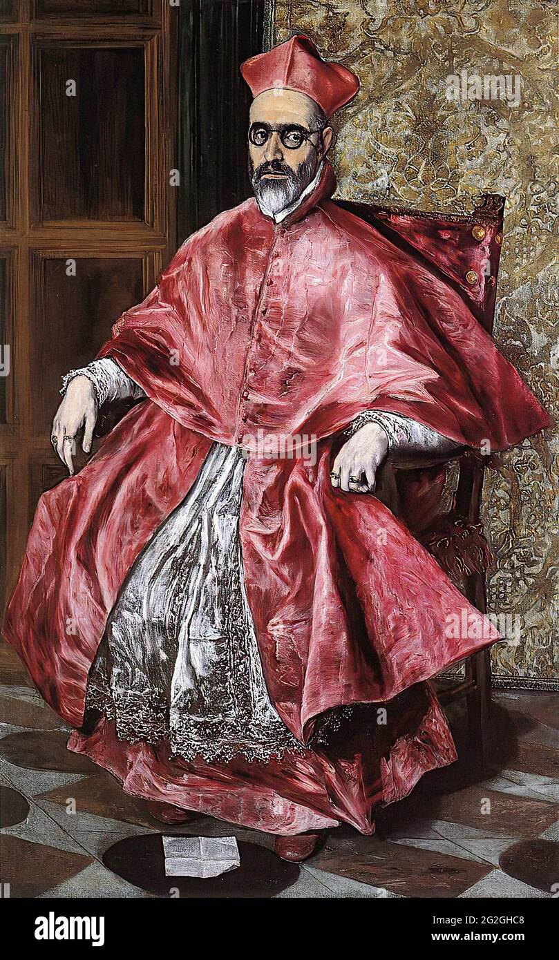 Domínikos Theotokópoulos - El Greco - Portrait Cardinal 1600 Stock ...