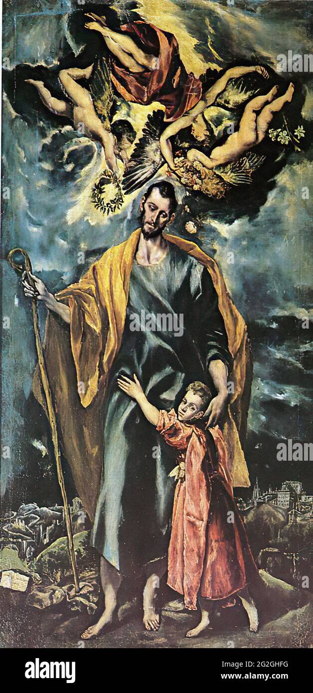 Domínikos Theotokópoulos - El Greco - St Joseph Christ Child 1599 Stock ...