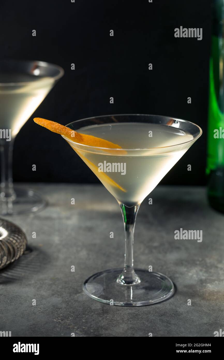 Boozy Refreshing Korean Soju Martini with an Orange Garnish Stock Photo ...