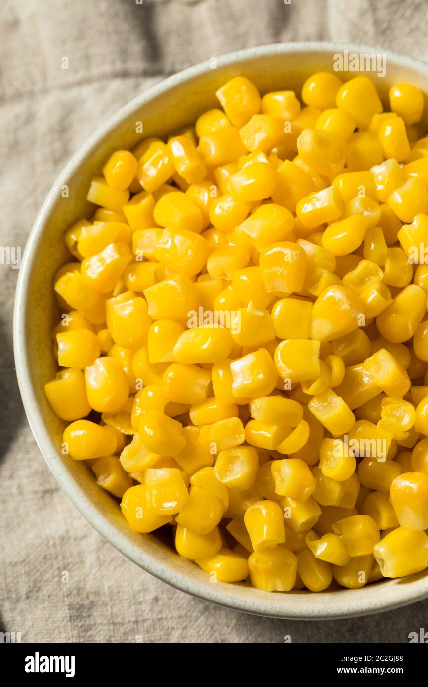 Homemade Organic Steamed Yellow Sweet Corn in a Bowl Stock Photo - Alamy