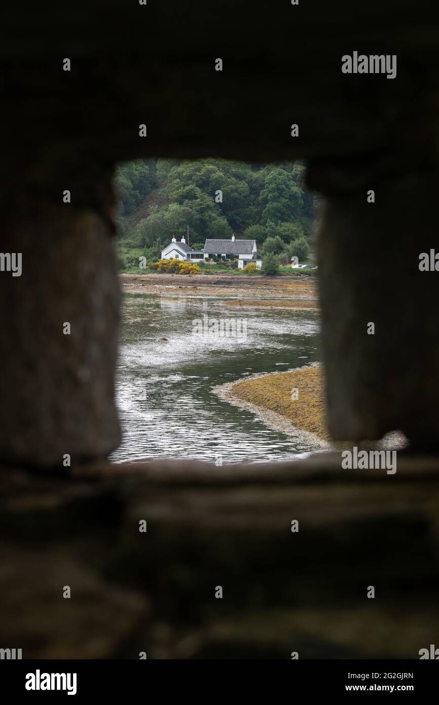 Inver Restaurant on Loch Fyne seen through window at Old Castle Lachlan ...