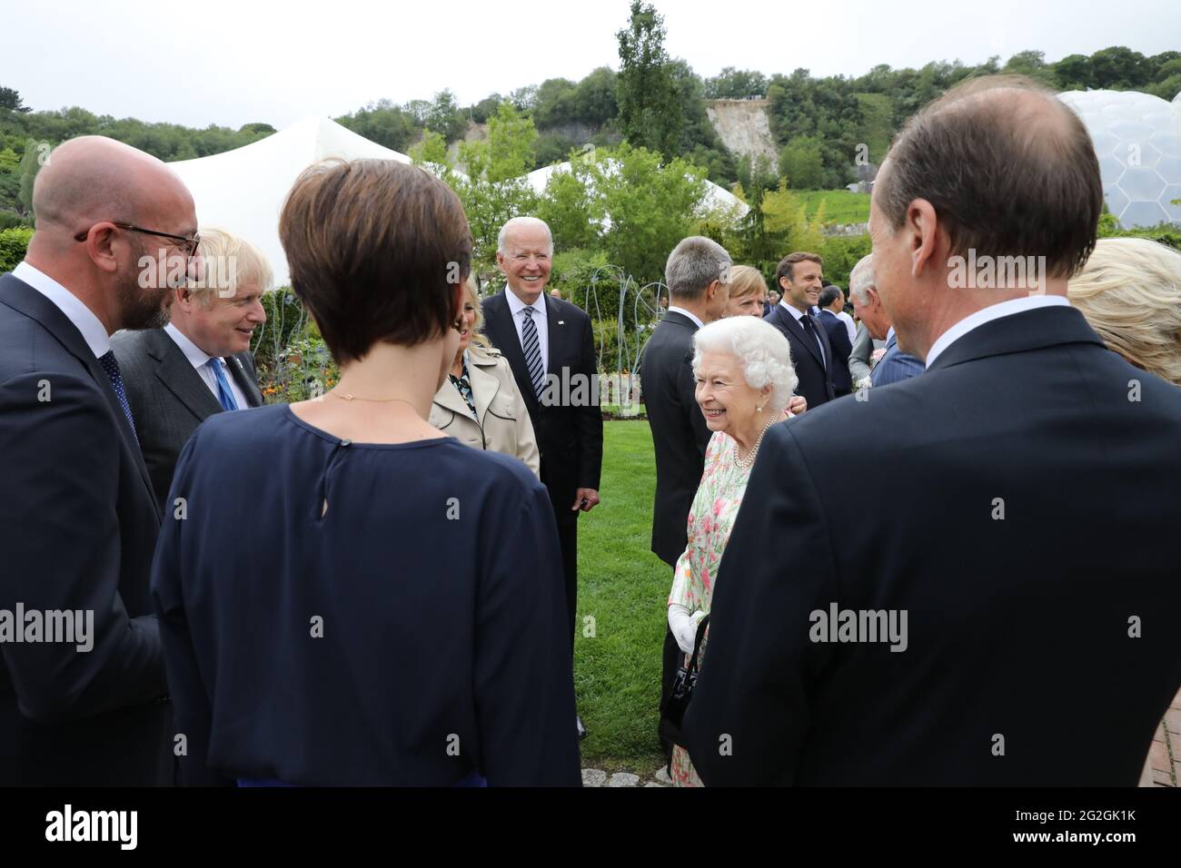 Queen Elizabeth II attends a reception at the Eden Project with Prime ...