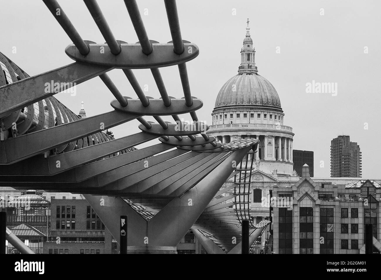 The beautiful architectural design of the Millennium Bridge leading to ...
