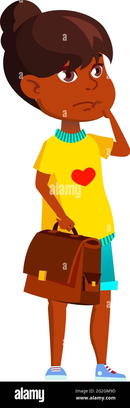 girl schoolgirl searching way to school cartoon vector Stock Vector ...